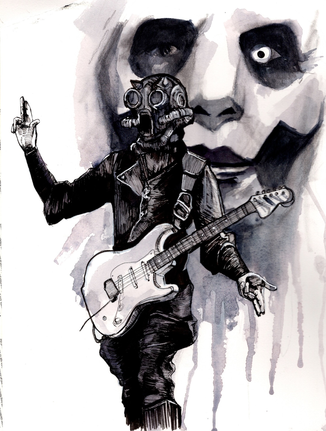 Nameless Ghoul From the Band Ghost Ink and Water Color Digital Print - Etsy