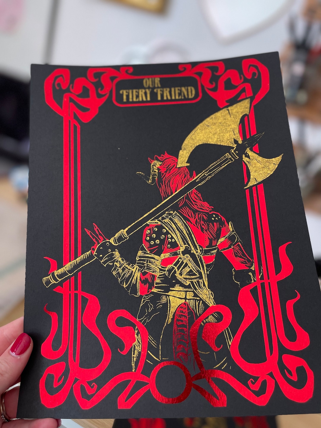 Our Fiery Friend Karlach From Baldur’s Gate 3 Foil Print - Etsy