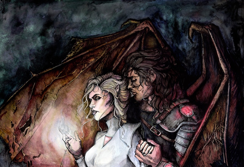 Nessian Illustration Nesta and Cassian From A Court of | Etsy