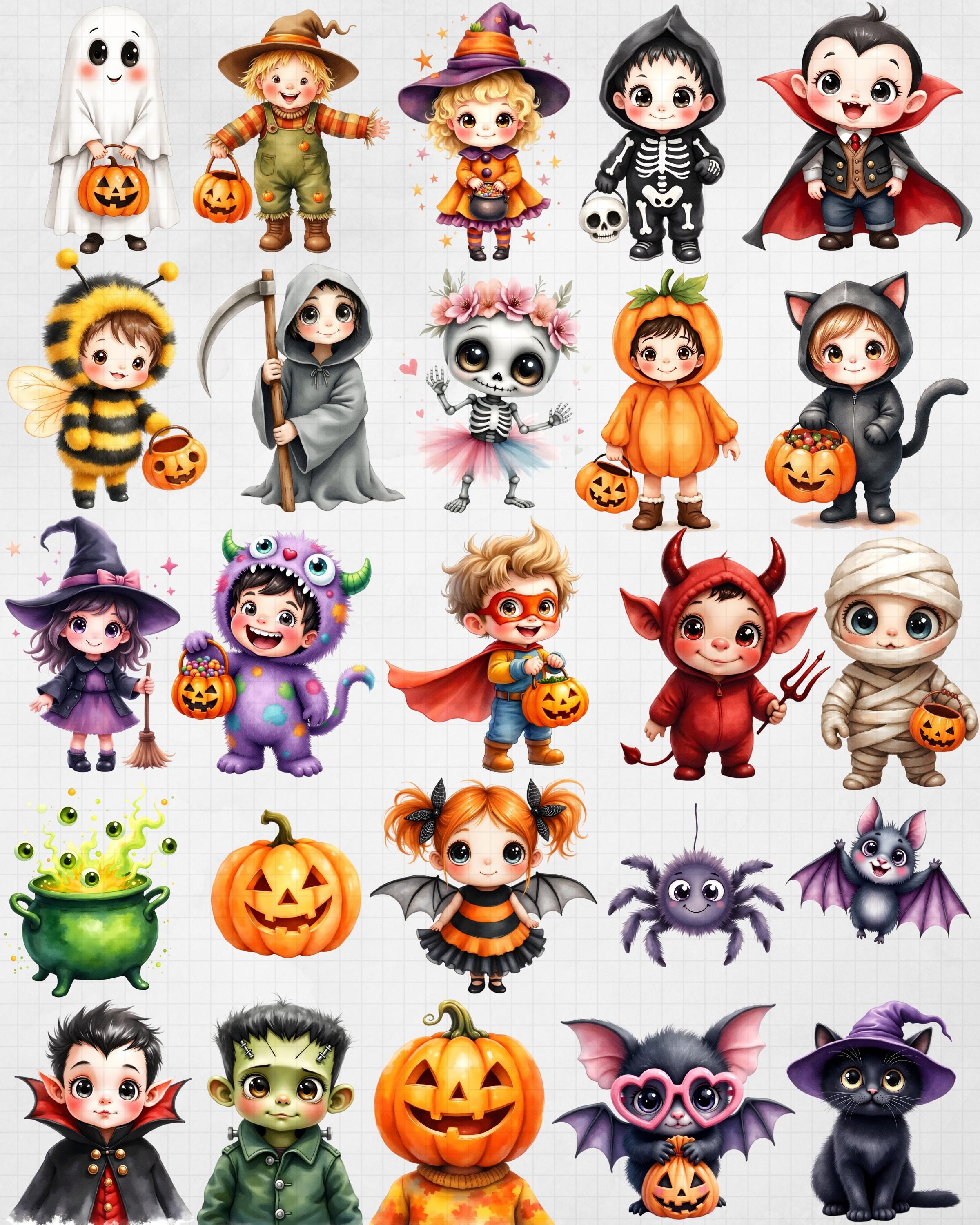 Trick or Treaters Clipart Pack | Cute Halloween Kids PNG | Kids in ...