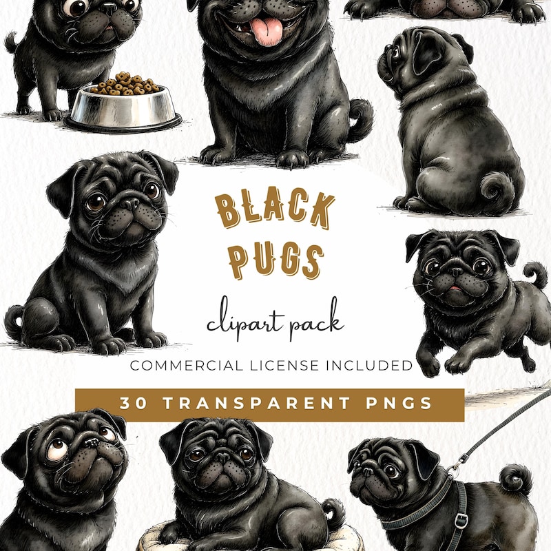 Pug Cartoon Stickers - Etsy