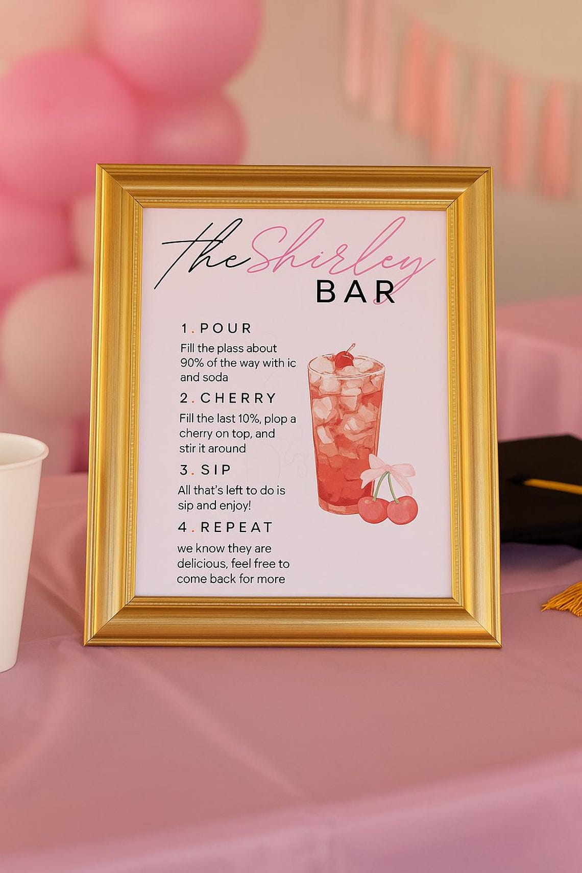 Shirley Temple Bar Grad/birthday Party Menu PDF Printable - Etsy