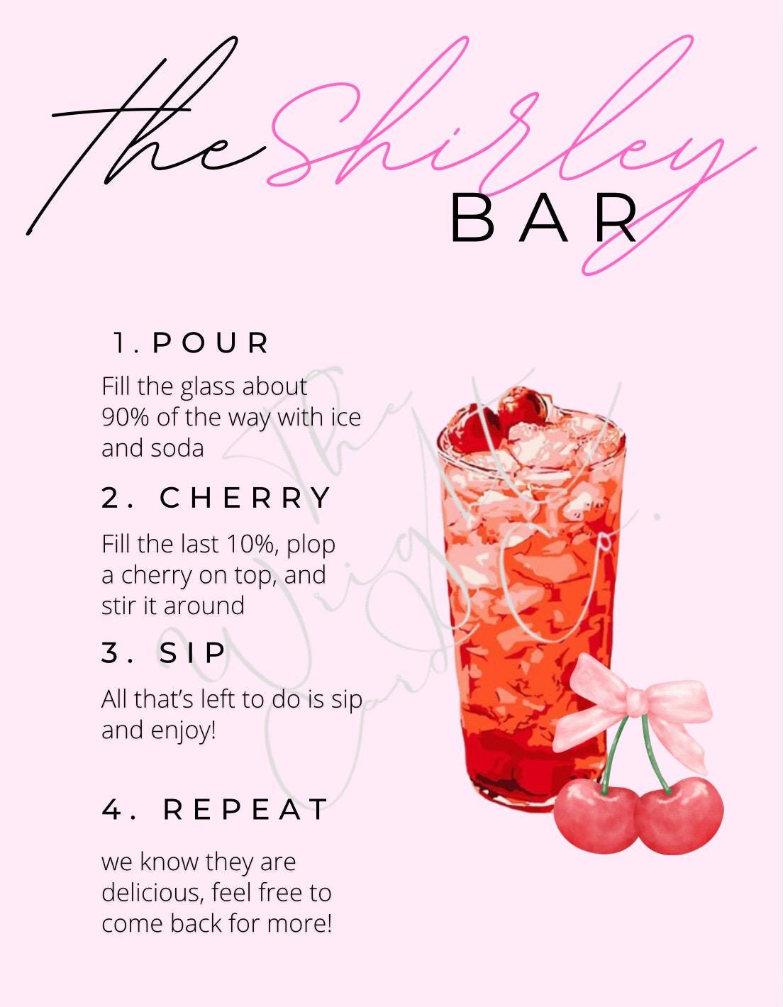 Shirley Temple Bar Grad/birthday Party Menu PDF Printable - Etsy