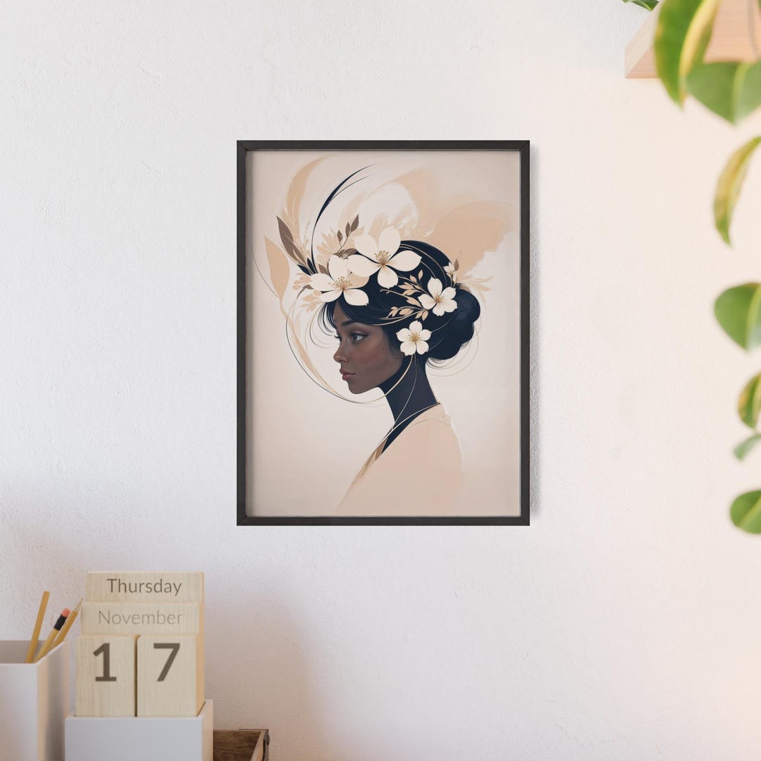 Elegant Floral Profile Art Print, Decorative Wall Art, Home Decor, Gift ...