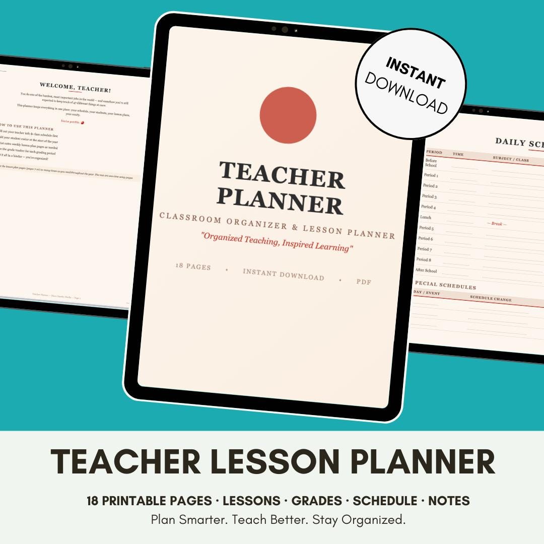 Teacher Planner Printable | Classroom Organizer, Lesson Plan Template ...