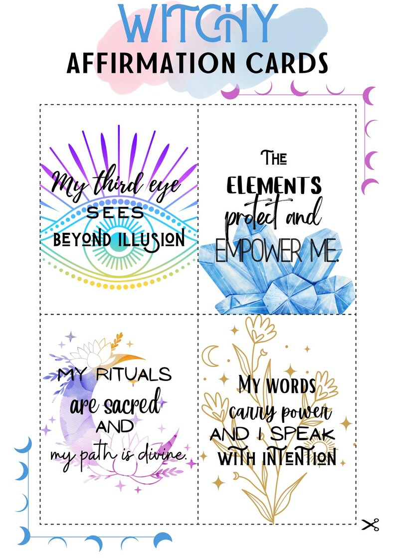 Witchy Affirmation Cards, Mystical Positive Mantras for Modern Witches ...