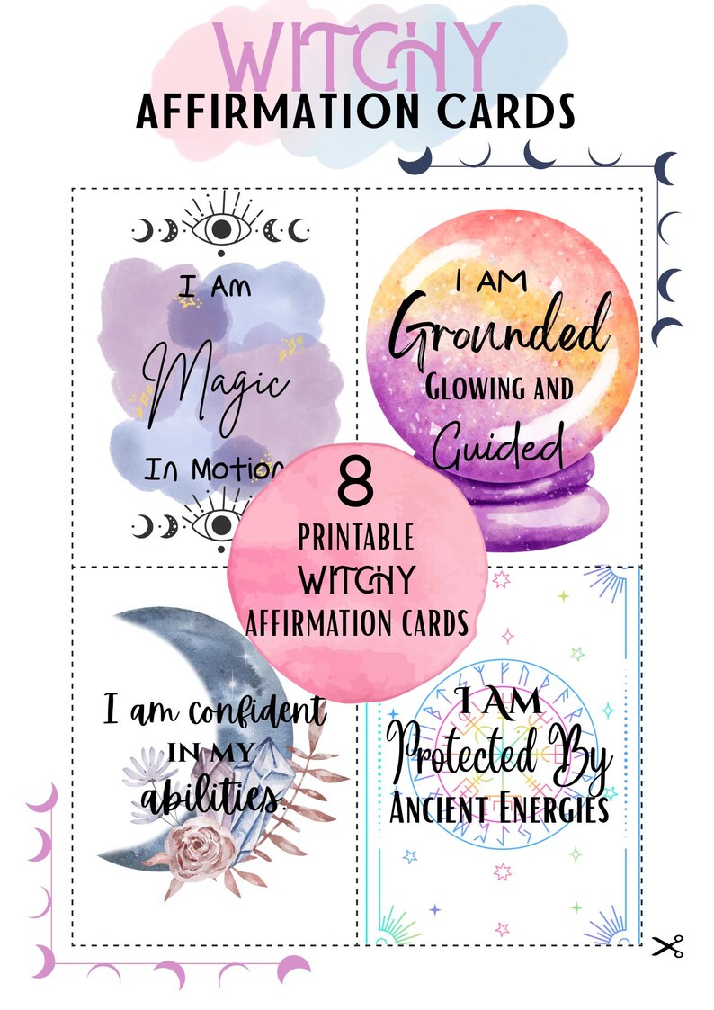 Witchy Affirmation Cards, Mystical Positive Mantras for Modern Witches ...