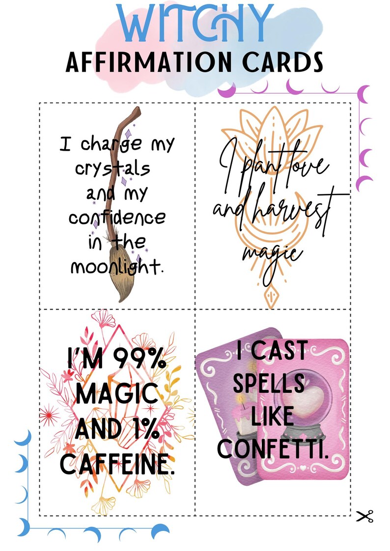 Witchy Affirmation Cards, Mystical Positive Mantras for Modern Witches ...