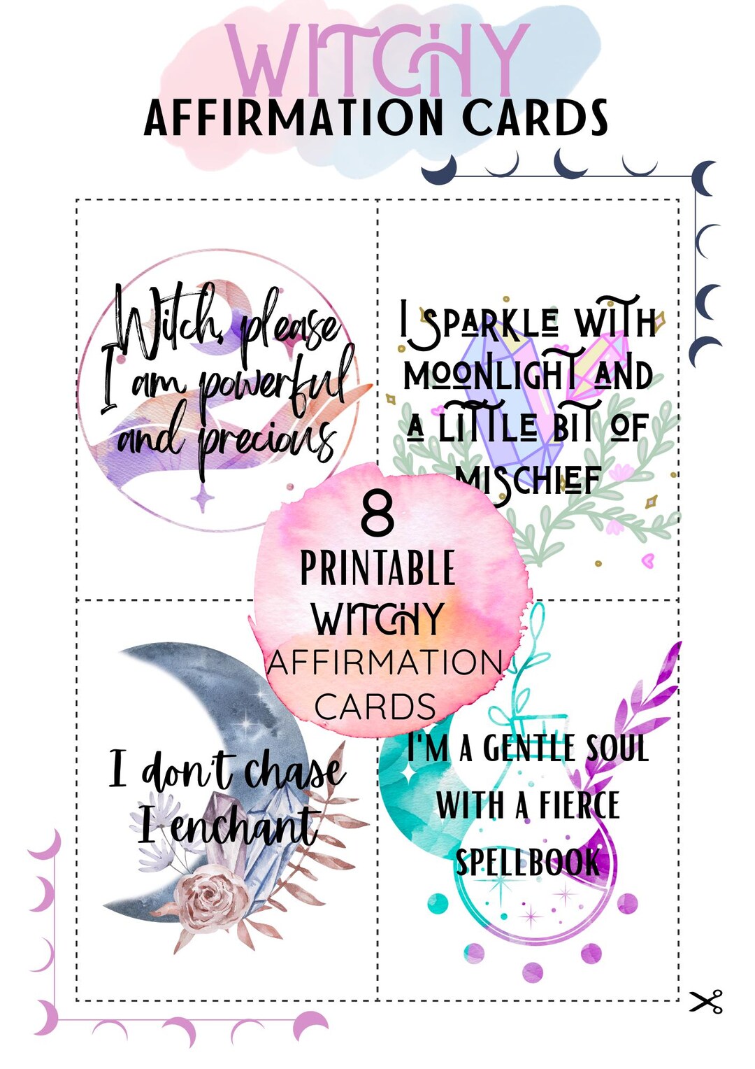 Witchy Affirmation Cards, Mystical Positive Mantras for Modern Witches ...