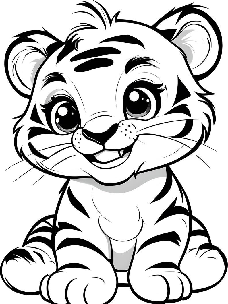Cute and Cheerful Safari Animals Digital Coloring Pages, Digital Art ...