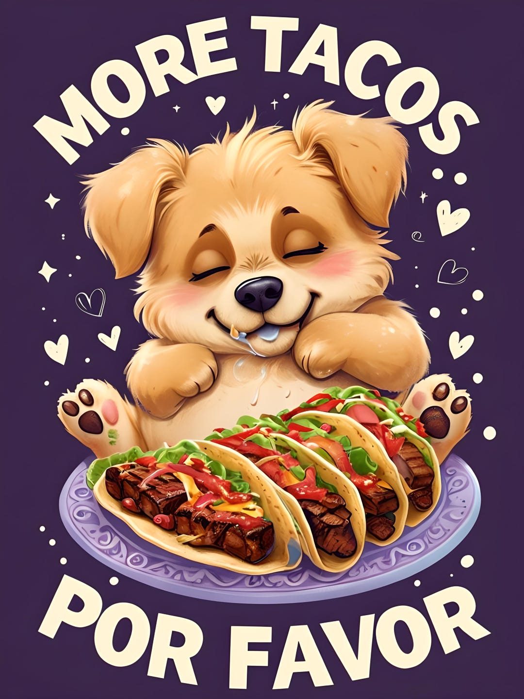Cute Dog Enjoying Tacos Digital Wall Art, Animal Art, Digital Wall Art ...
