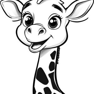Cute and Cheerful Safari Animals Digital Coloring Pages, Digital Art ...