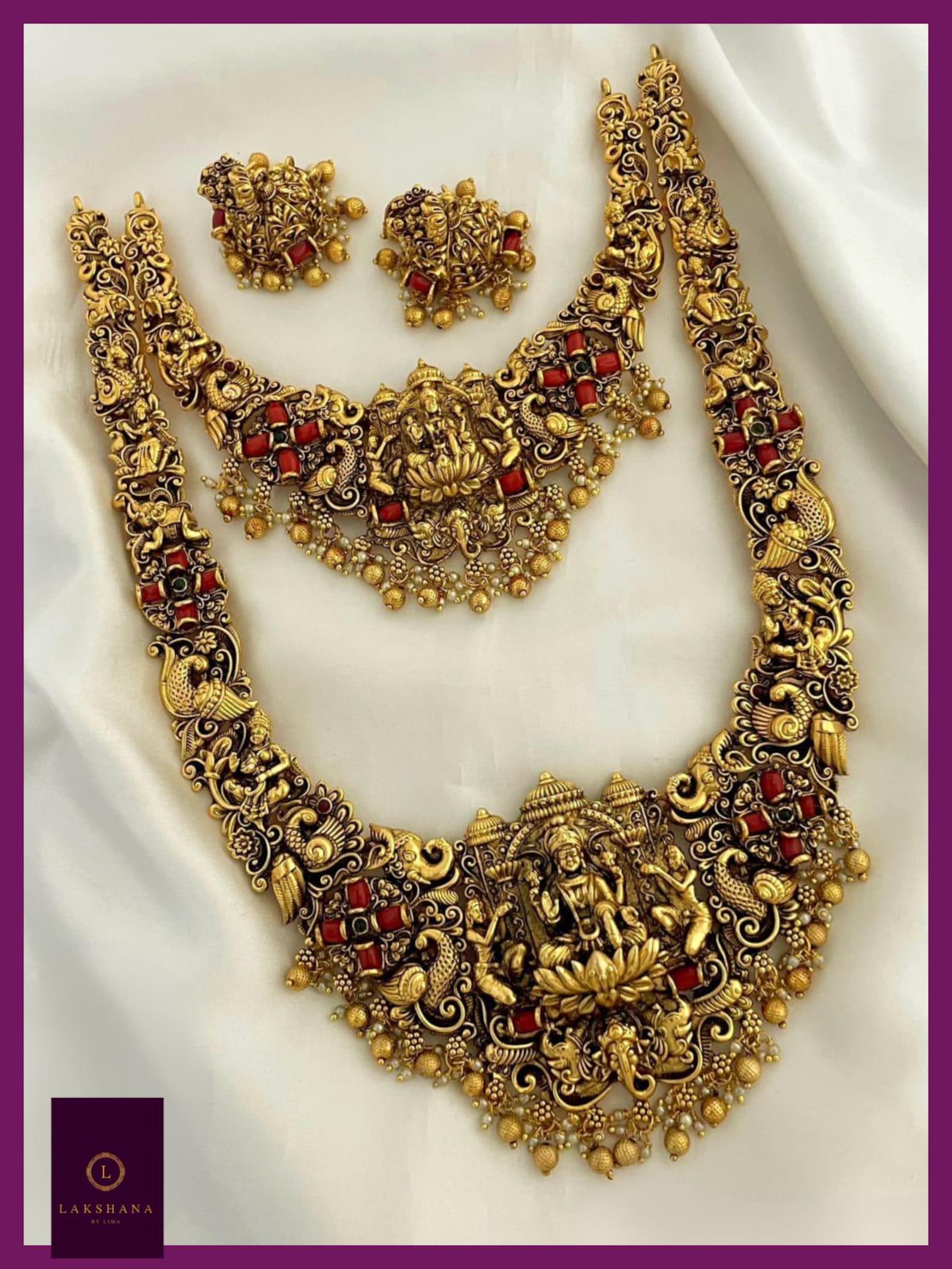 Temple Jewellery Set Antique Gold Haram Set South Indian Bridal Set ...