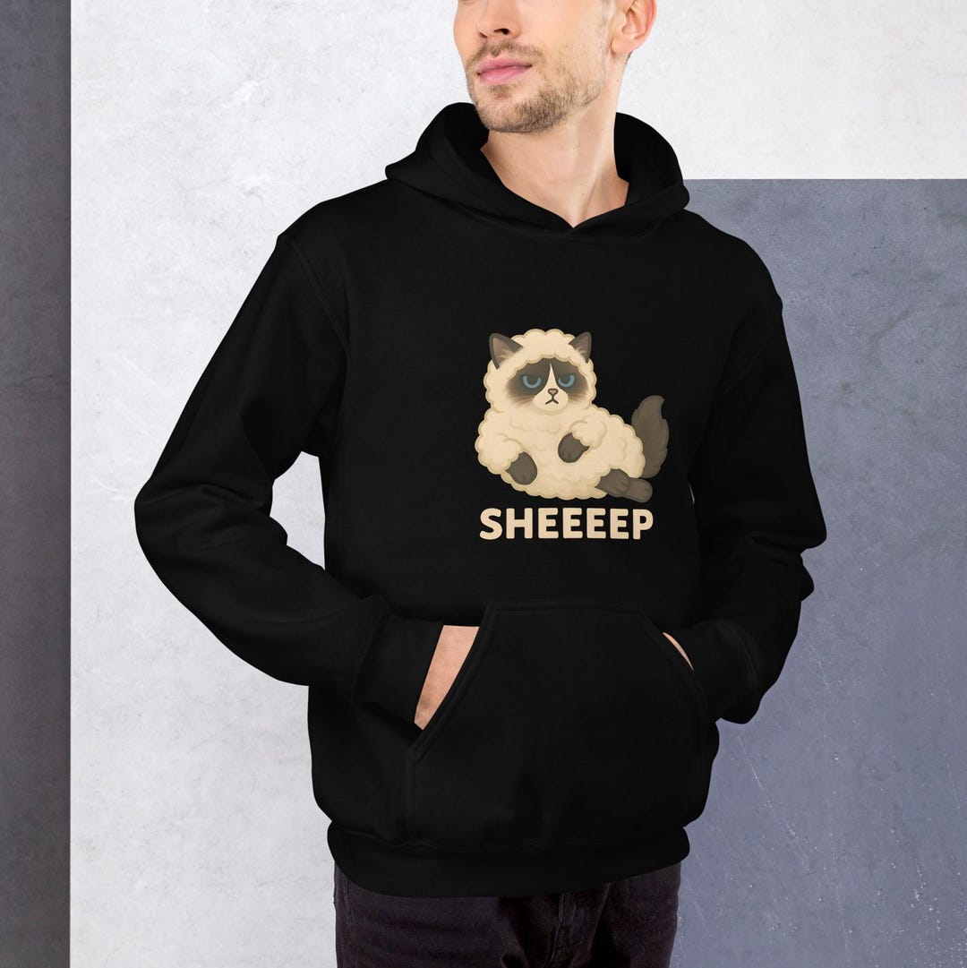 SHEEEEP Hoodie – Grumpy Cat in Sheep Costume | Funny Cozy Sweatshirt - Etsy