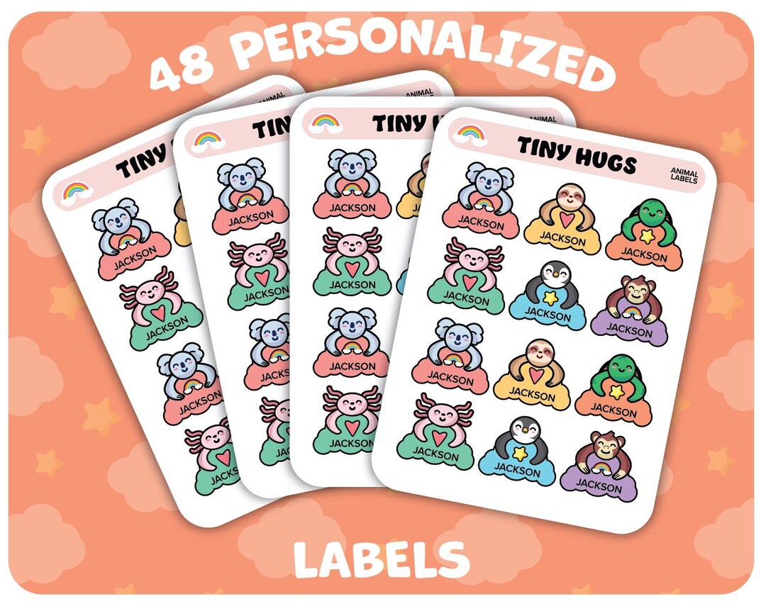 Custom Animal Name Labels for Kids: Waterproof Daycare & School ...