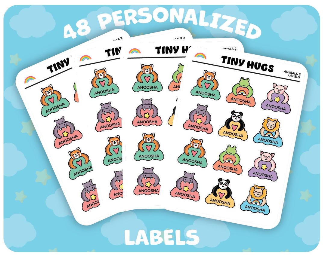 Custom Animal Name Labels for Kids: Waterproof Daycare School Supplies ...