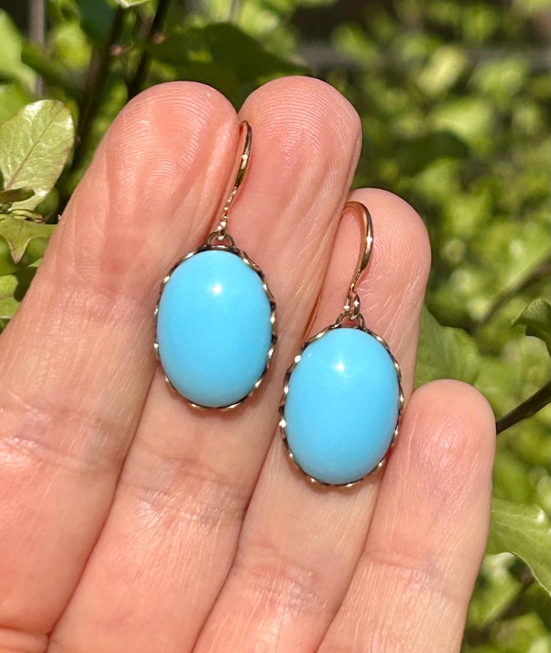 Everyday Opaque Turquoise Blue Earrings, Single Drop, Vintage West ...