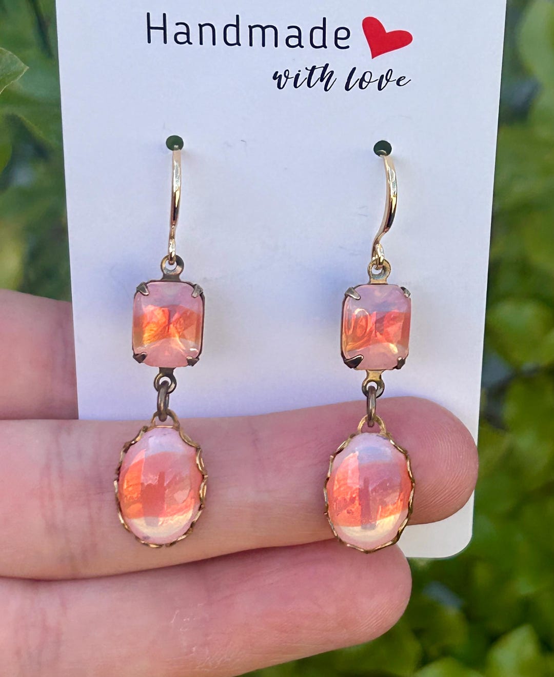 Vintage Orange Opaline Drop Earrings: 1940s-50s Art Deco Jewelry - Etsy