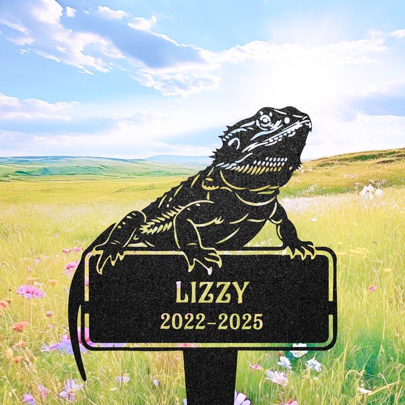 Personalized Bearded Dragon Memorial Garden Stake: Custom Lizard Grave ...