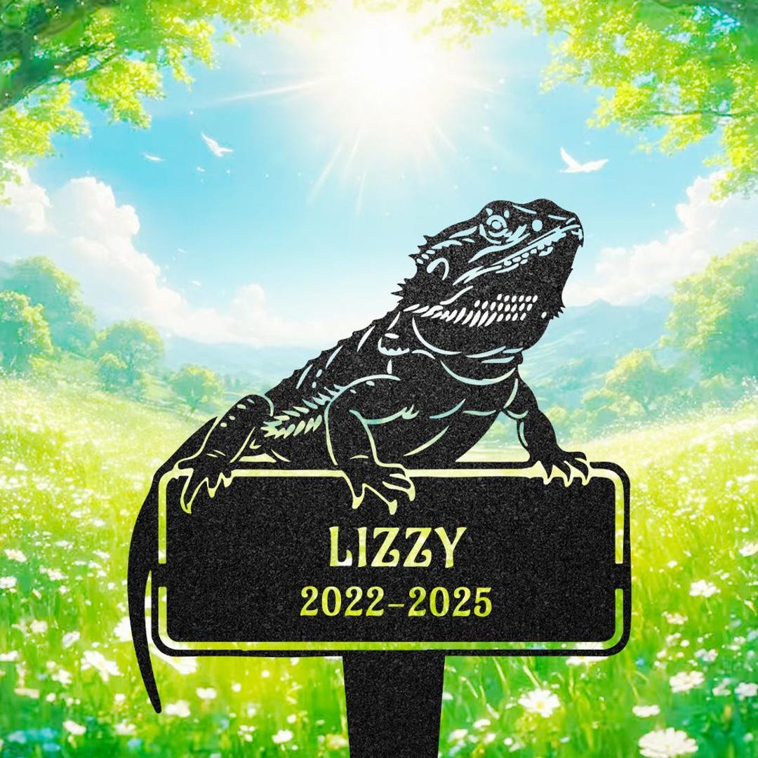 Personalized Bearded Dragon Memorial Garden Stake: Custom Lizard Grave ...