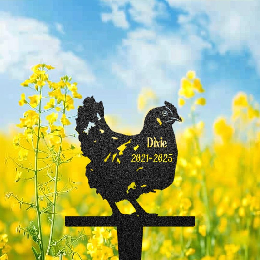 Personalized Chicken Grave Marker, Custom Chicken Memorial Metal Yard ...