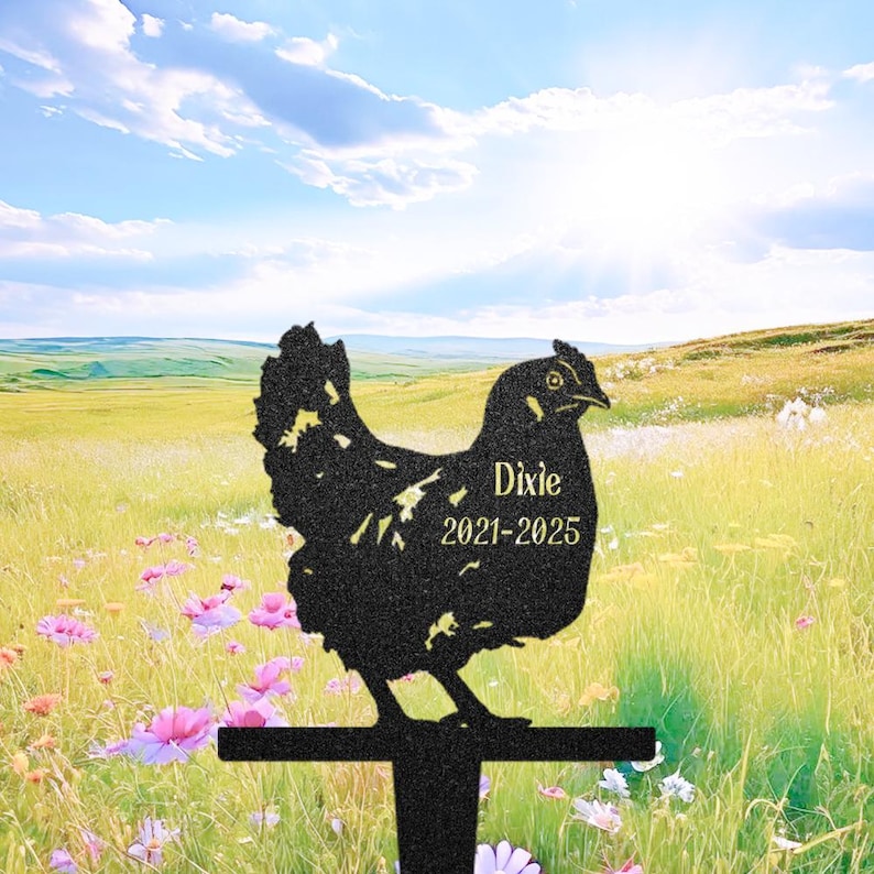 Personalized Chicken Grave Marker, Custom Chicken Memorial Metal Yard ...