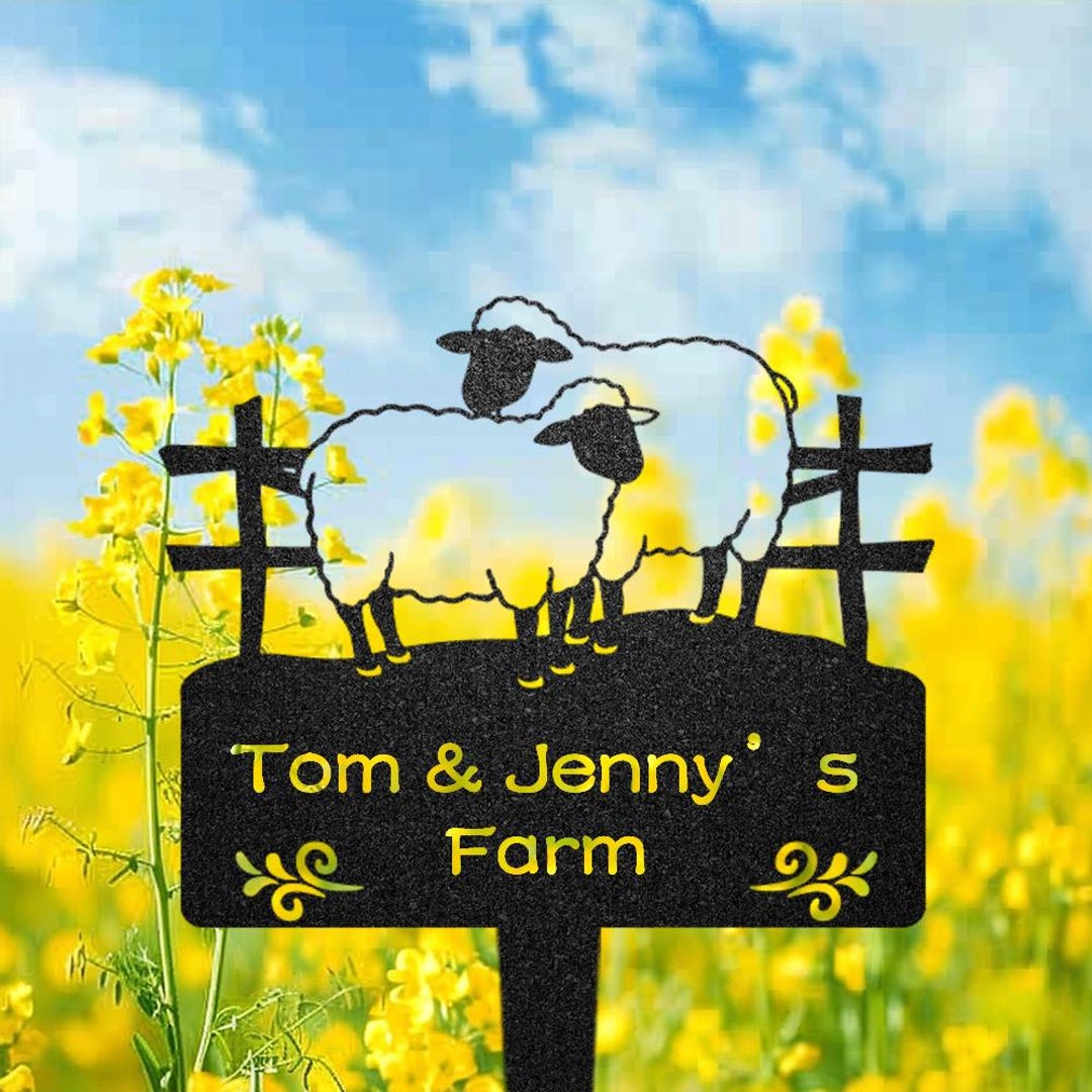 Custom Sheep Metal Garden Sign, Custom Farm Name Sign, Ranch Farmhouse ...