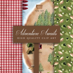 Camping Digital Papers - Camping Out Background - Woodland Digital ...