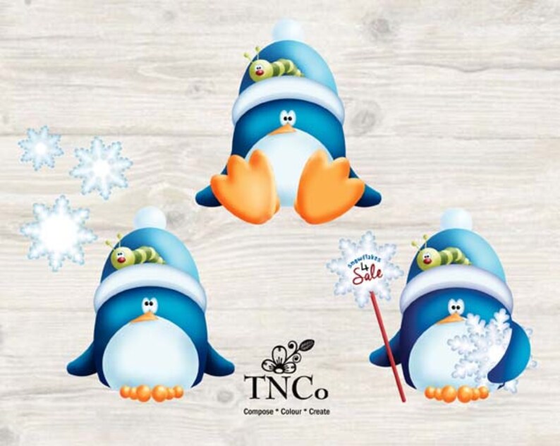 Penguin Clipart Christmas Download Commercial Use Christmas - Etsy