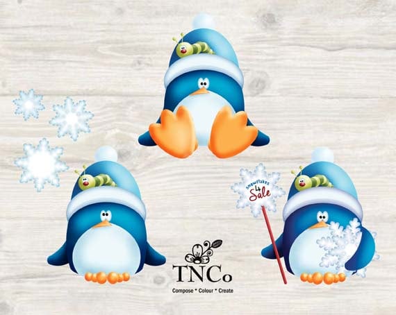 Penguin Clipart Christmas Download Commercial Use Christmas - Etsy