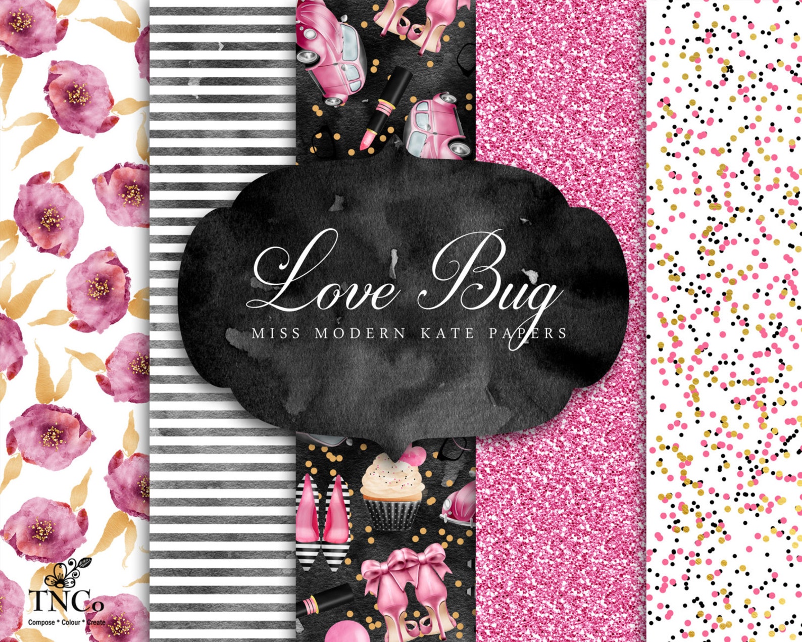 Love Digital Paper Pink Floral Paper Watercolor Flowers - Etsy