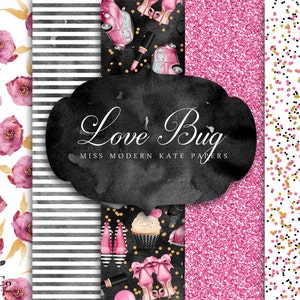 Love Digital Paper - Pink Floral Paper - Watercolor Flowers - Valentine ...