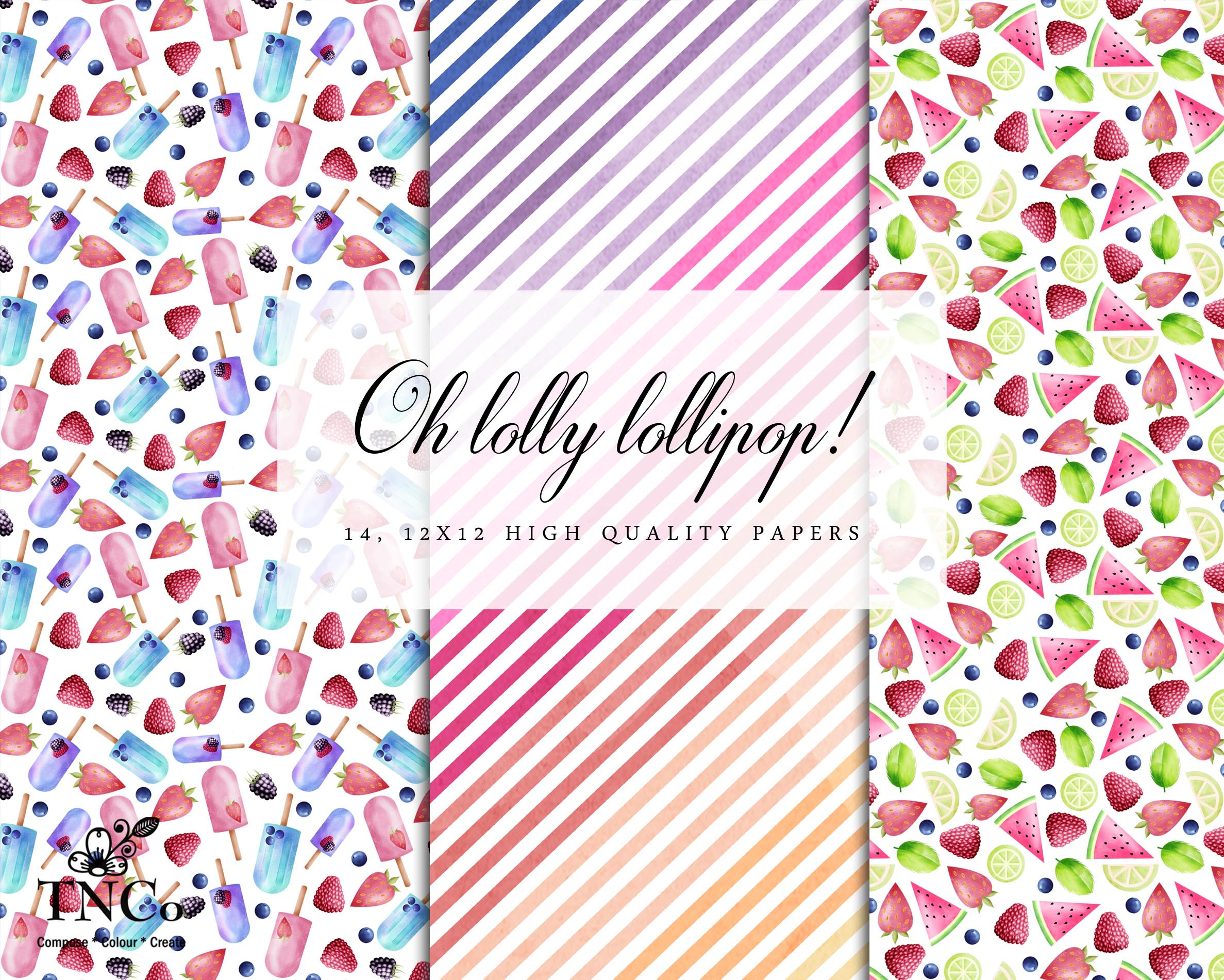 Lollipop Patterned Paper - Background Paper - Printable Art - Scrapbook ...