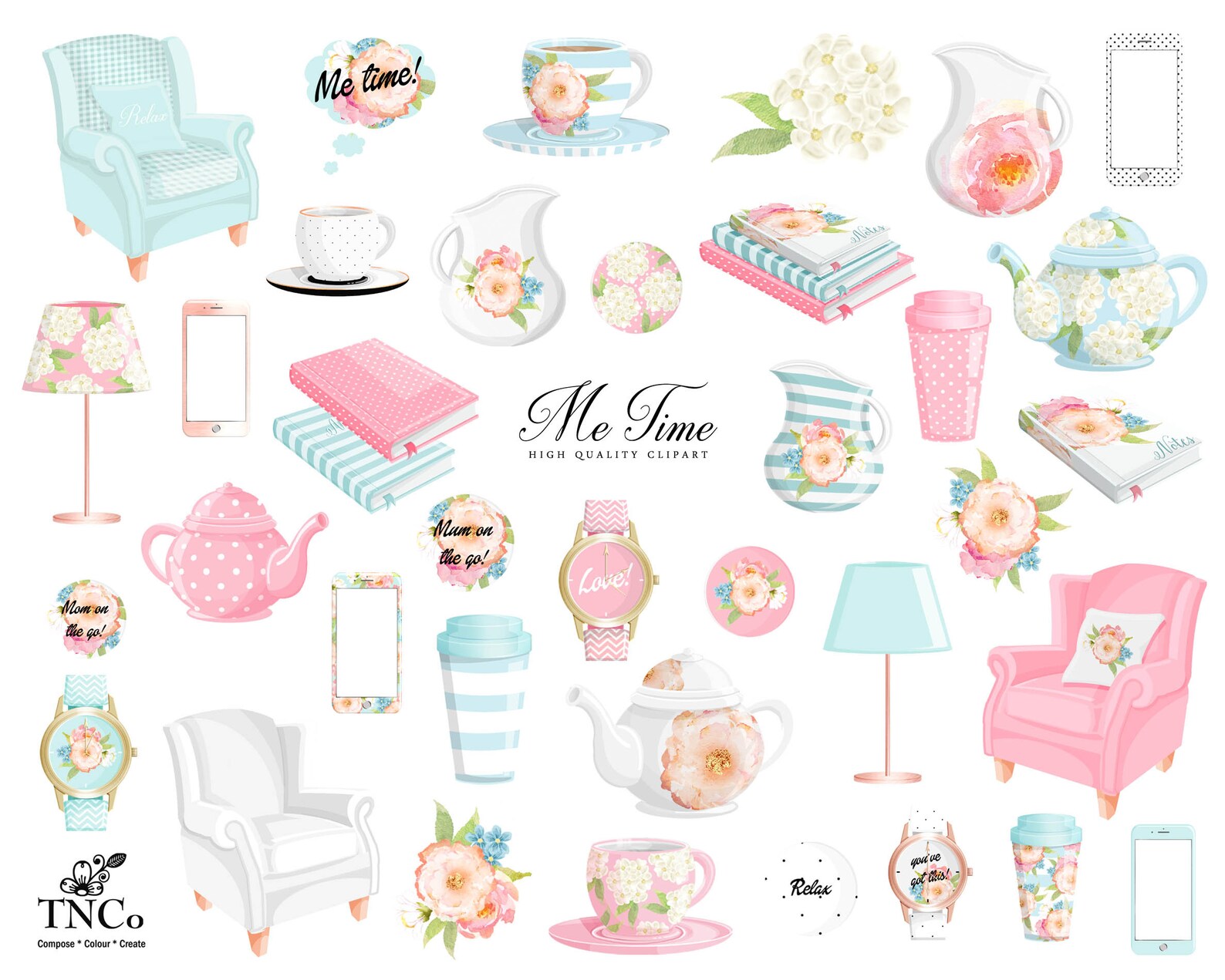 Planner Stickers Coffee Clip Art Teapot Clipart | Etsy