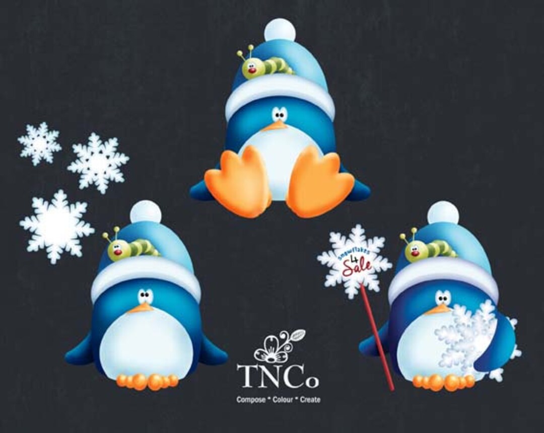 Penguin Clipart, Christmas Download, Commercial Use, Christmas Clipart ...