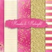 Pink Digital Paper, Pink and Gold Scrapbook Paper, Commercial Use ...