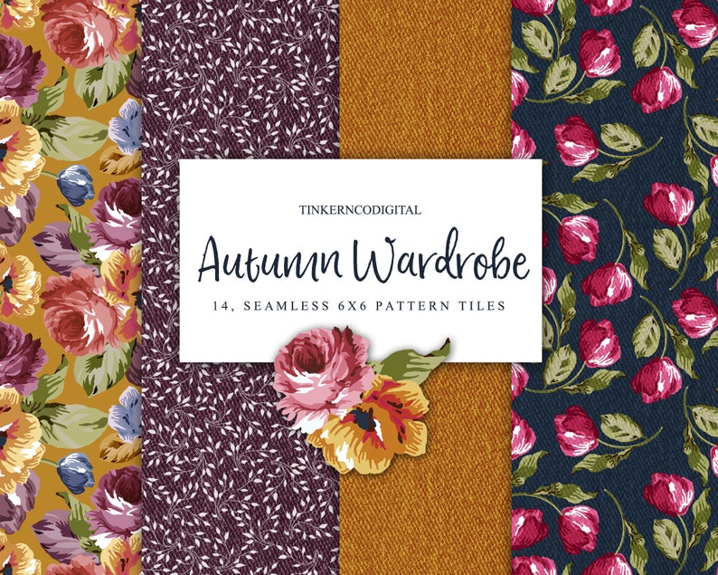 Fall Digital Paper - Seamless Digital Pattern - Autumn Scrapbook Paper ...