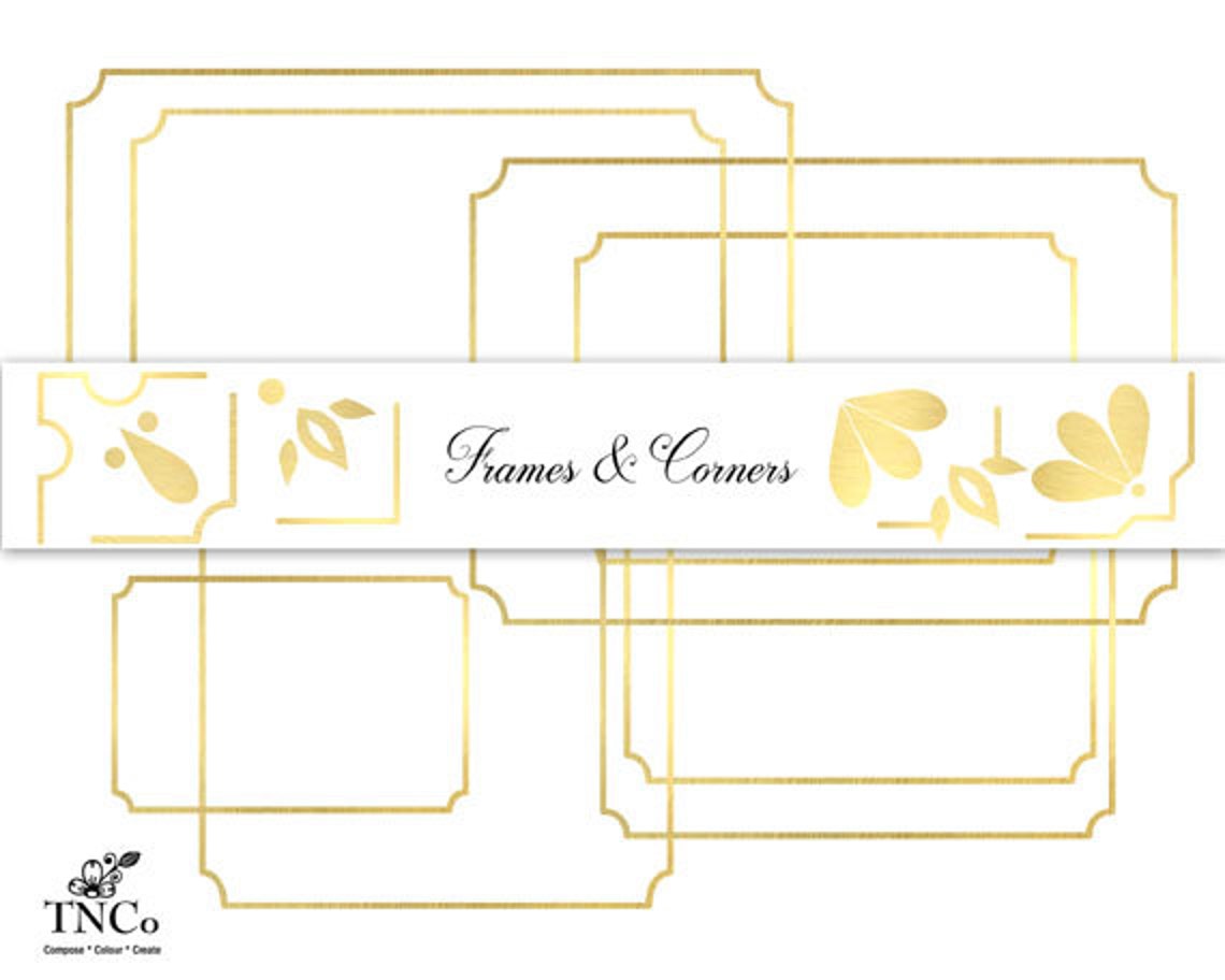 Faux Gold Frame Clip Art Digital Gold Foil Frame Clipart - Etsy