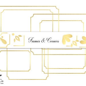 Faux Gold Frame Clip Art - Digital Gold Foil - Frame Clipart - Foil ...