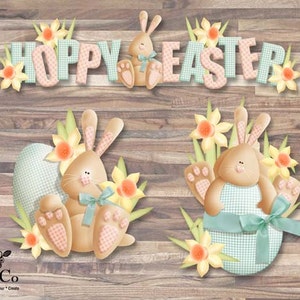Easter Download, Rabbit Digital Clipart, Spring Printable, Bunny Word ...