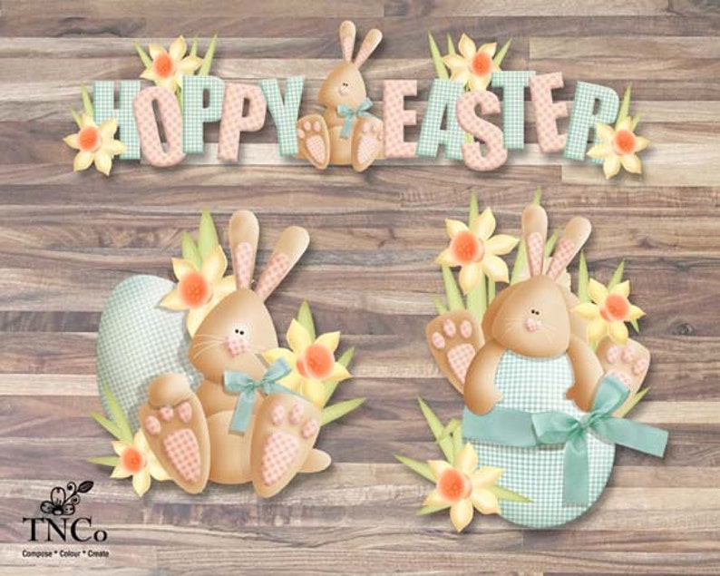 Easter Download, Rabbit Digital Clipart, Spring Printable, Bunny Word ...