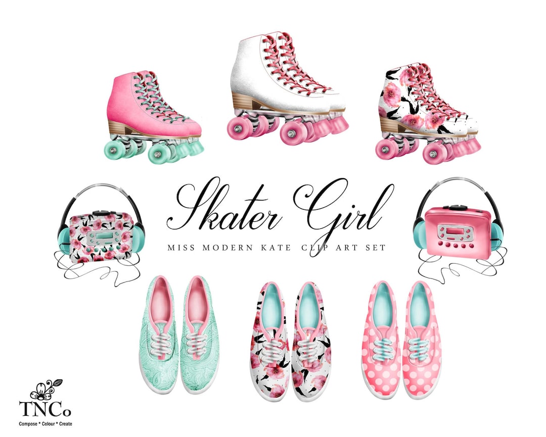 Roller Skate Clip Art - Cassette Tape Clip Art - 80's Fashion ...