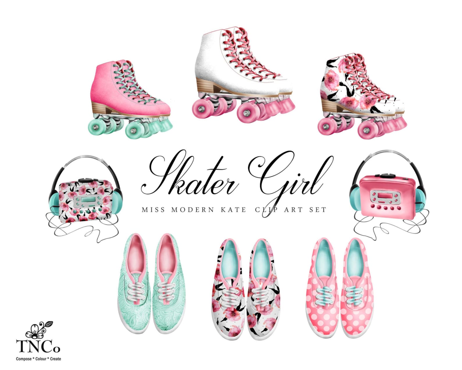 Roller Skate Clip Art Cassette Tape Clip Art 80's | Etsy UK