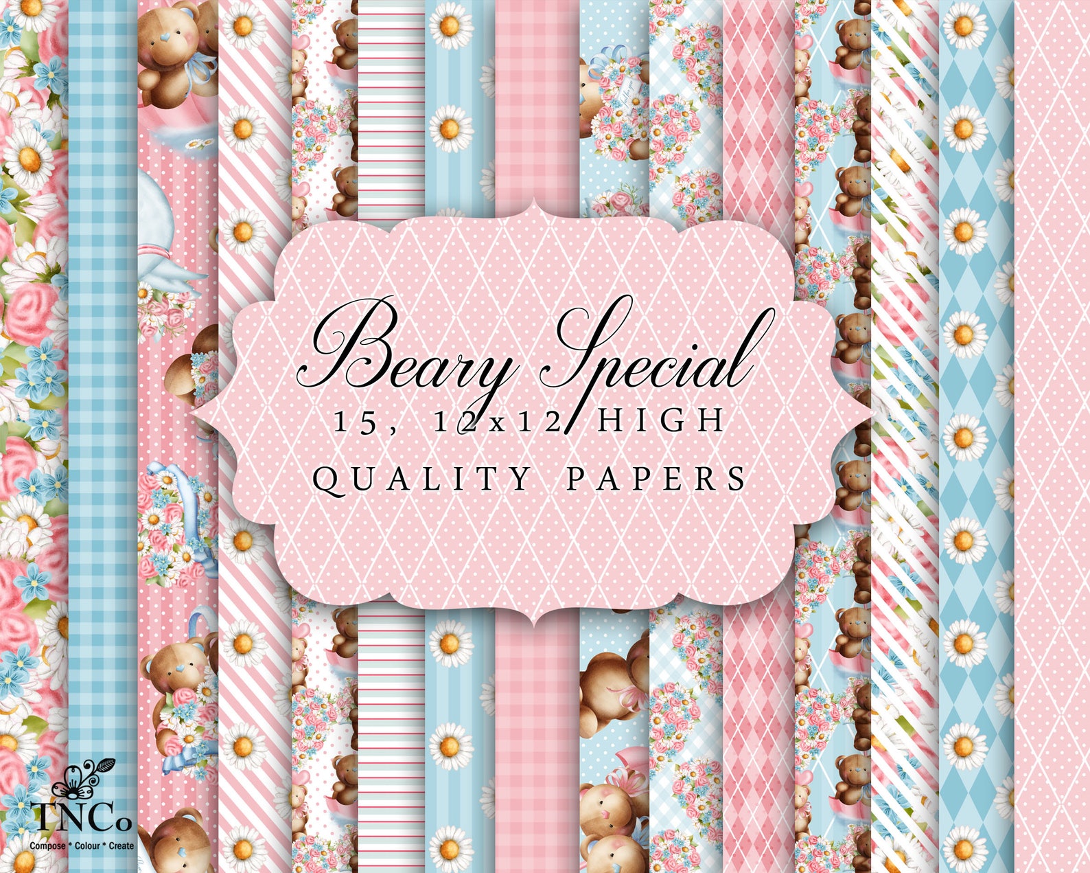 Pink Digital Paper - Digital Background - Blue Digital Paper - Digital ...