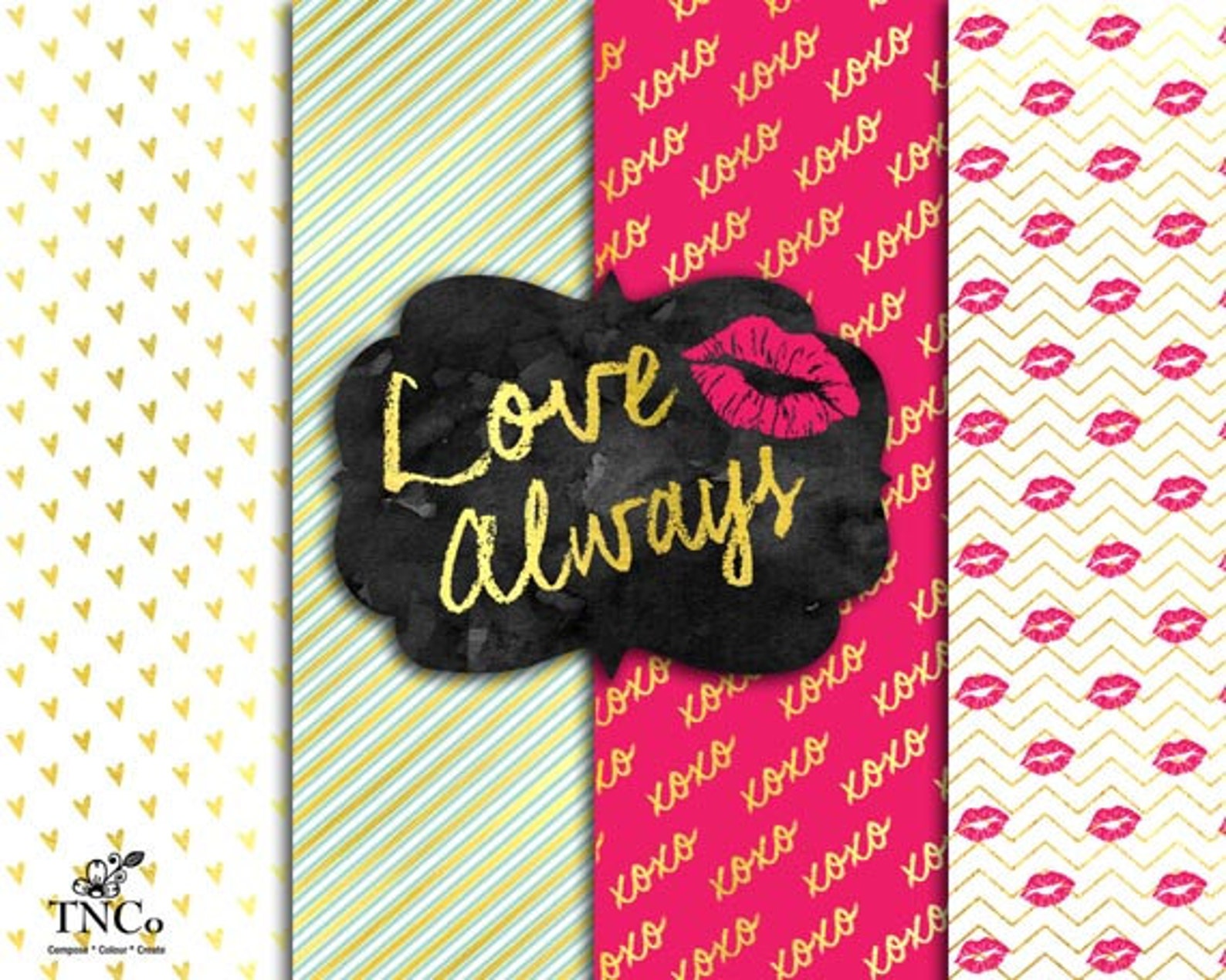 Love Print Digital Paper Digital Scrapbook Paper Word - Etsy