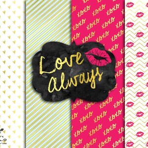 Love Print - Digital Paper - Digital Scrapbook Paper - Word Art Clipart ...