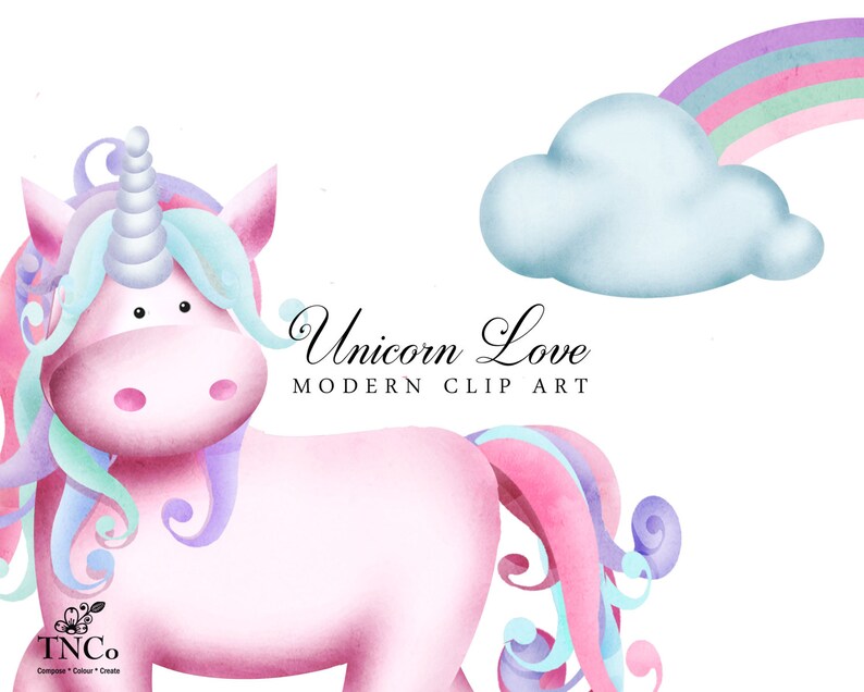 Watercolor Unicorn Clipart Rainbow nursery decor Magical | Etsy