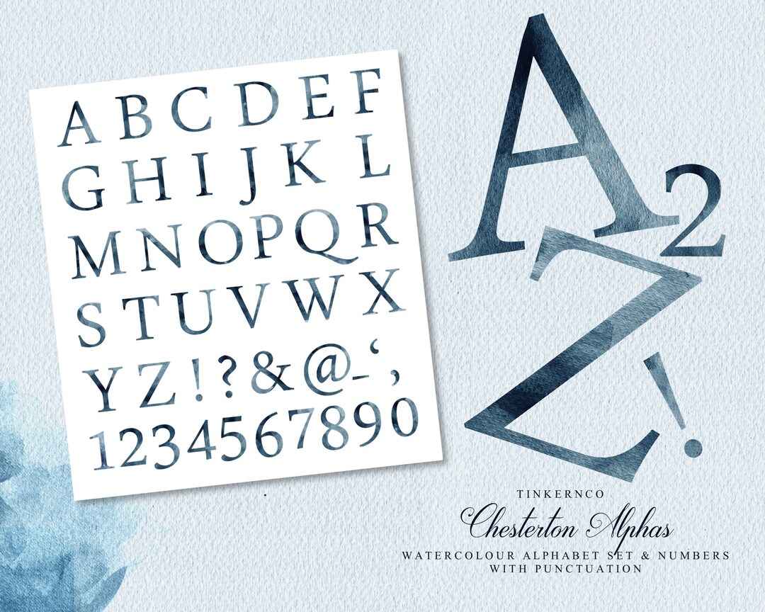 Watercolour Alphabet Clipart - Navy Wedding Decor - Alphabet Print for ...