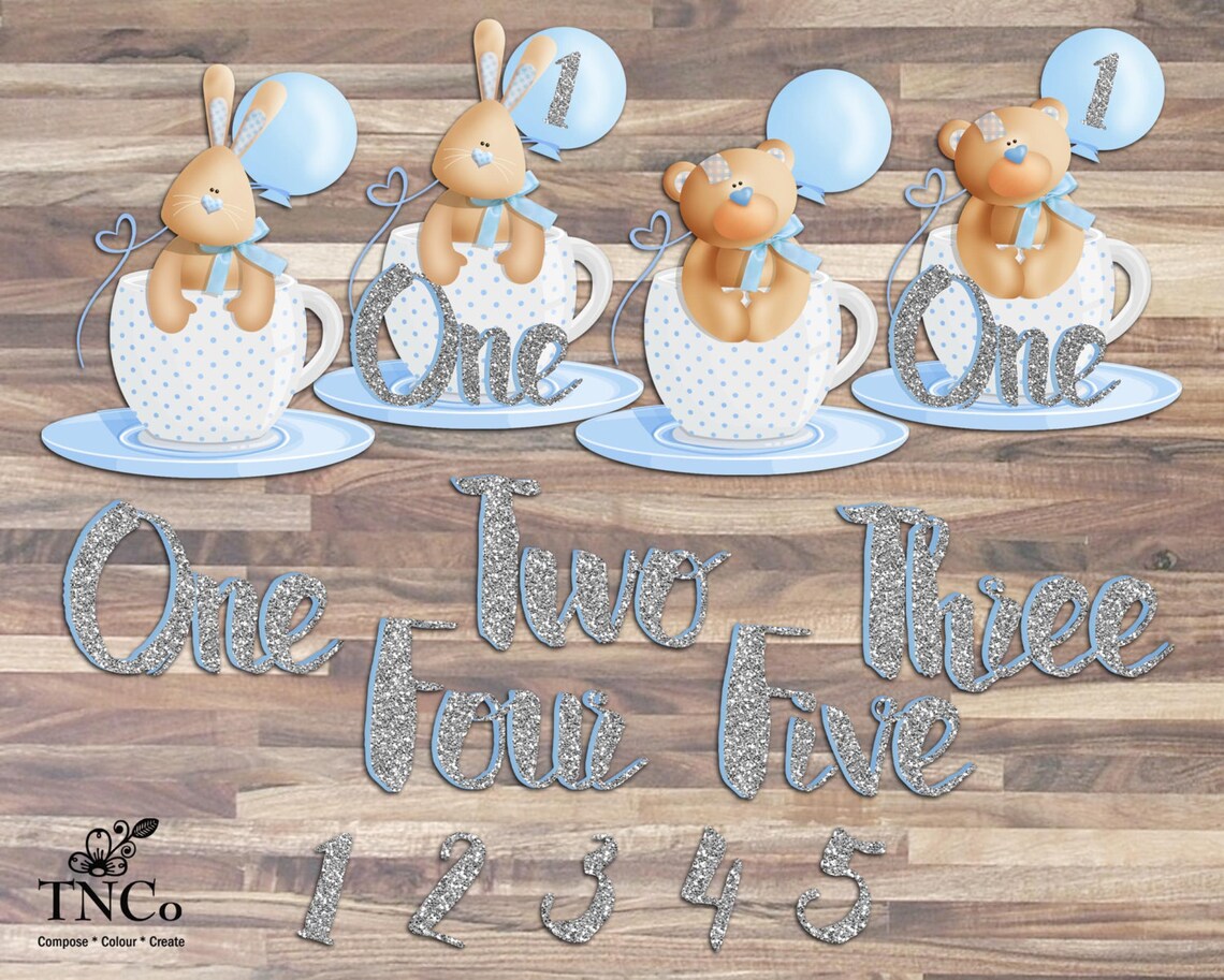 Blue Bear Clipart, Bear Printable, Rabbit Illustration, Nursery Print ...