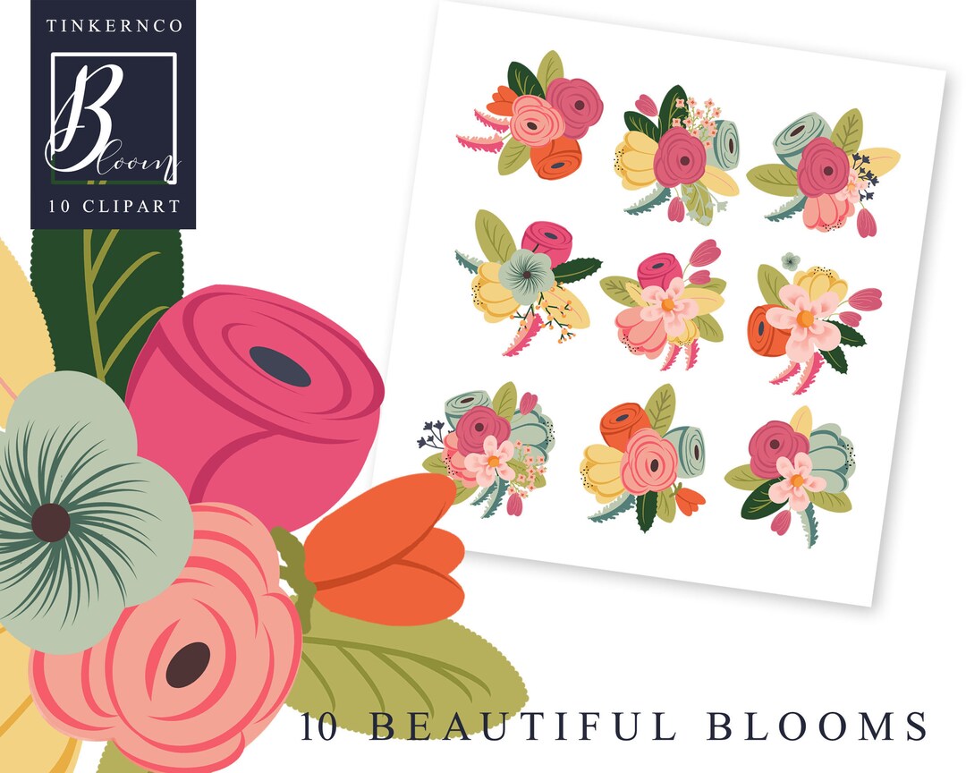 Digital Flower Clipart - Floral Printables - Nature Art - Commercial ...